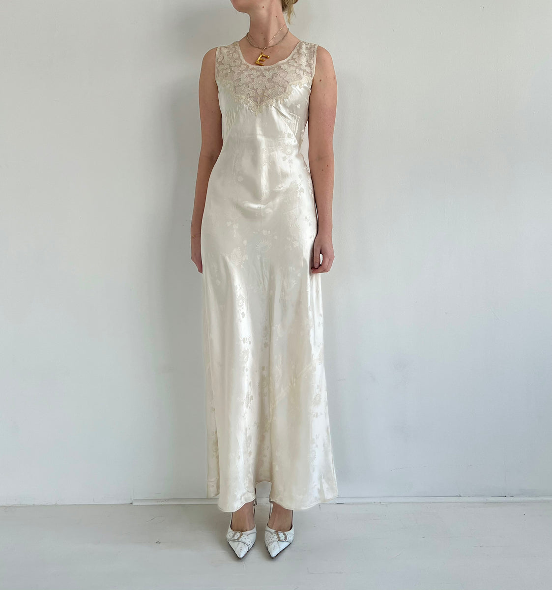 1930's Cream Embossed Silk Slip Dress – Eveliina Vintage