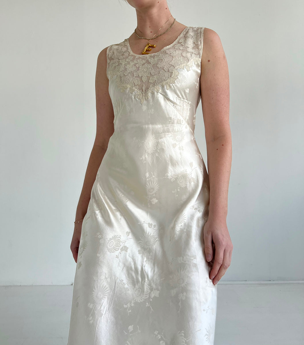 1930's Cream Embossed Silk Slip Dress – Eveliina Vintage