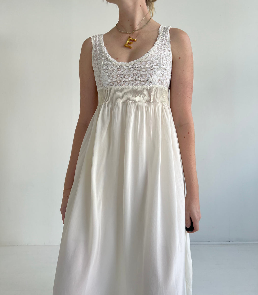 1930's Bridal White Silk Slip Dress With White Lace – Eveliina Vintage