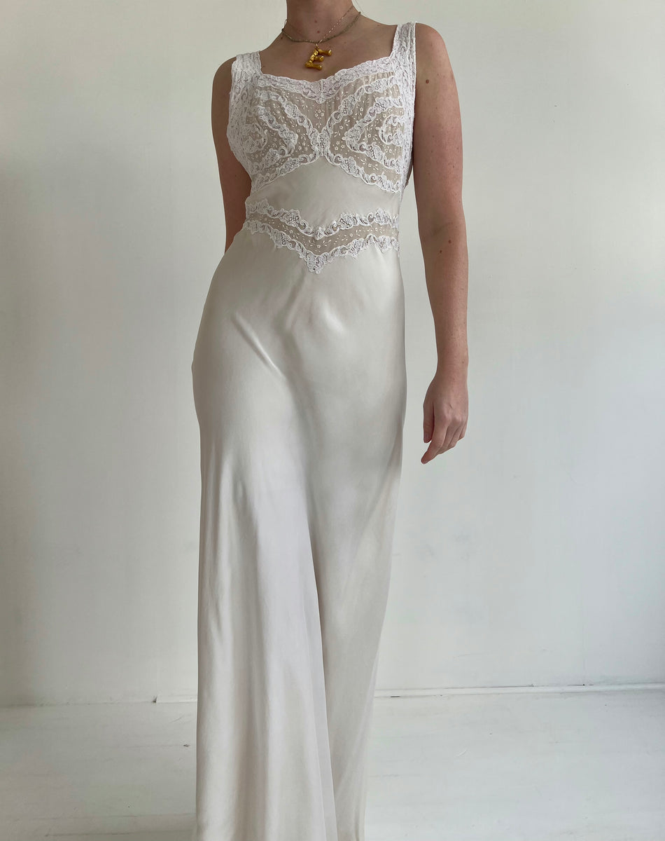 1930's Bridal White Silk Slip Dress – Eveliina Vintage