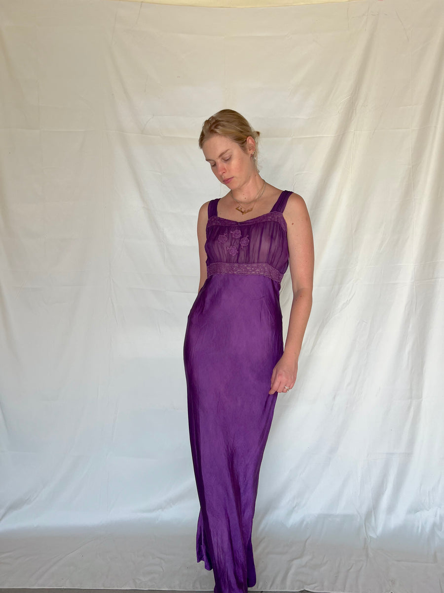 Hand Dyed Deep Purple Silk Slip Dress – Eveliina Vintage