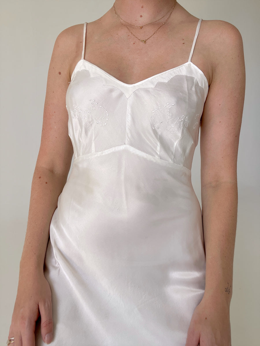 1930's Bridal White Silk Slip – Eveliina Vintage