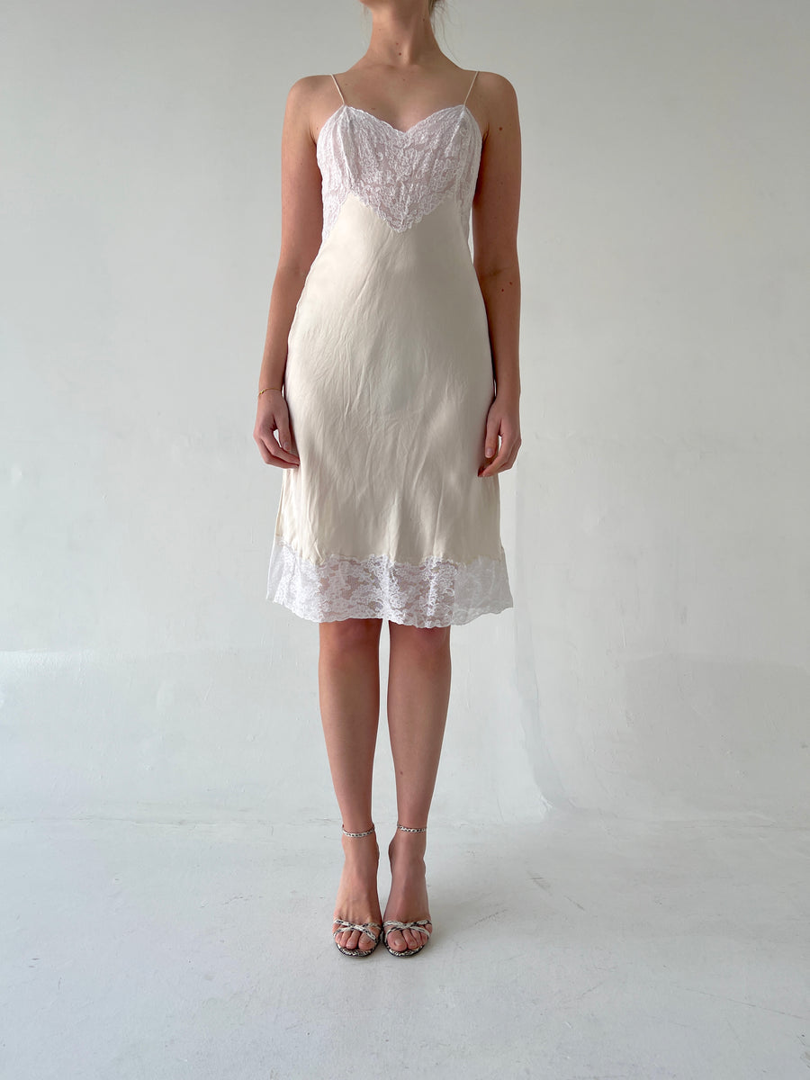 1940's White Silk Slip with White Lace – Eveliina Vintage