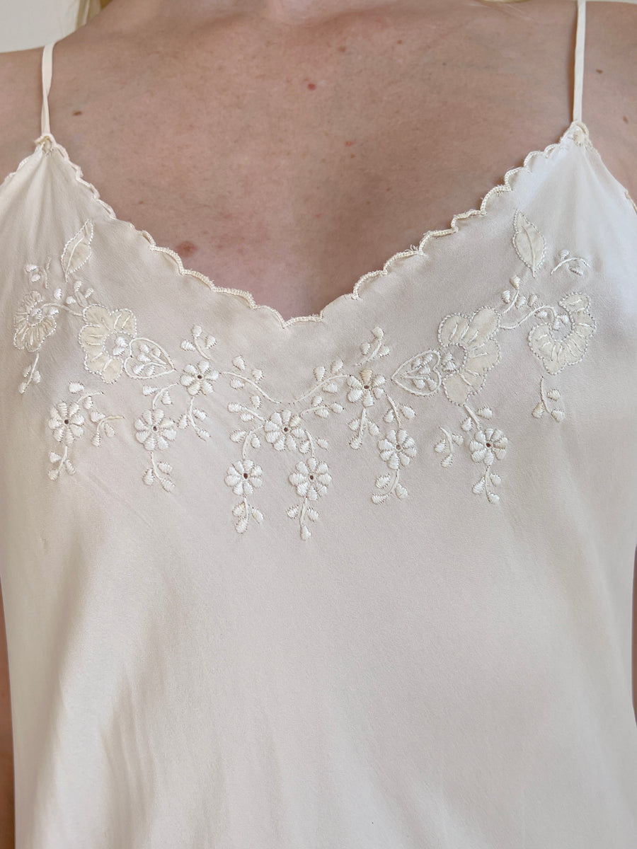1950's Off White Embroidered Silk Slip – Eveliina Vintage