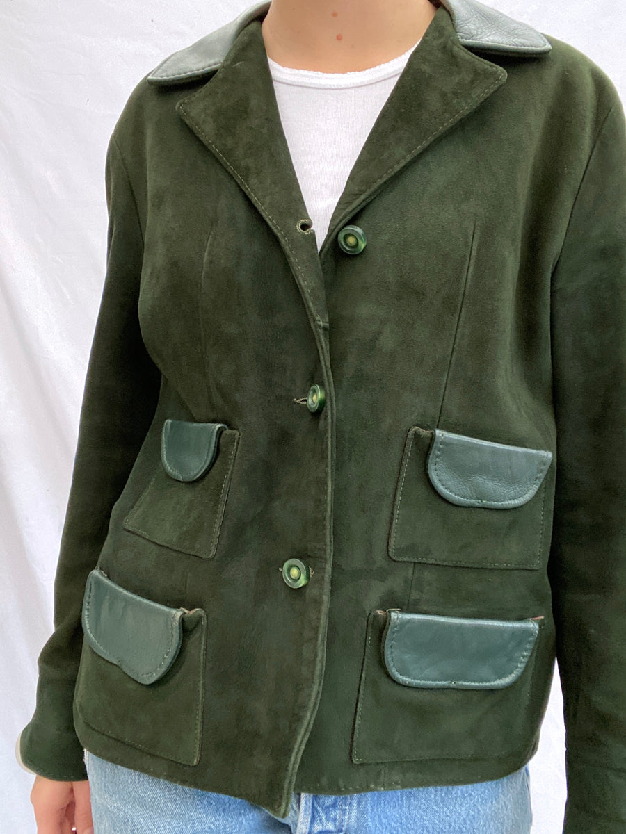 Dark Green Suede Jacket – Eveliina Vintage