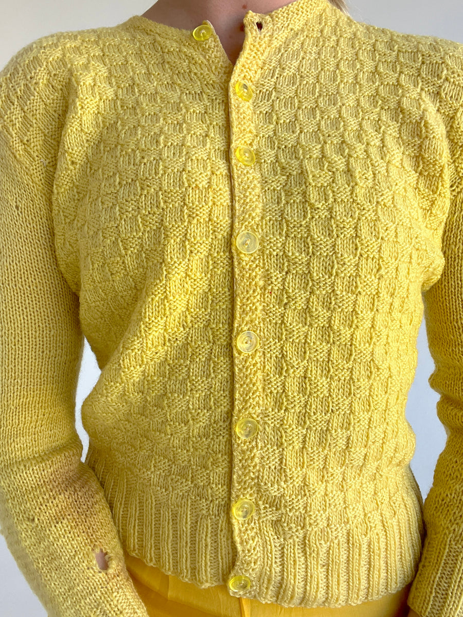 Yellow Knit Cardigan – Eveliina Vintage